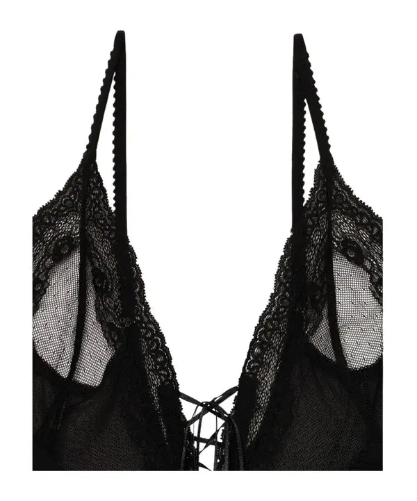 Blumarine Marquisette And Lace Thong Bodysuit