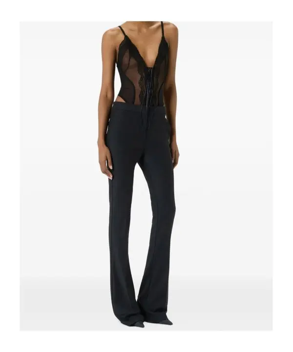 Blumarine Marquisette And Lace Thong Bodysuit