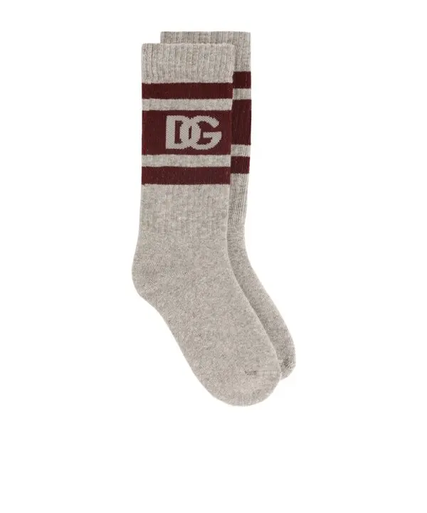 Dolce & Gabbana Logo-detail Striped Socks - Gray