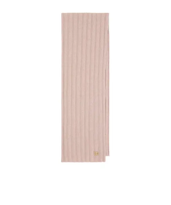 Dolce & Gabbana Ribbed-knir Logo-detail Scarf - Pink