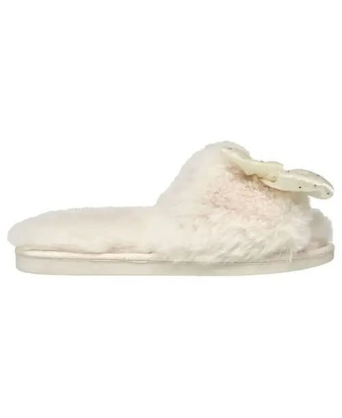 Thalia Sodi Blingbo Faux Fur Bling Bow Slipper - Ivory