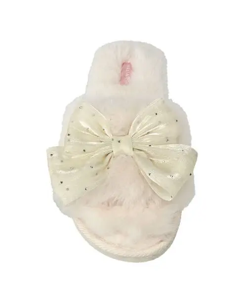 Thalia Sodi Blingbo Faux Fur Bling Bow Slipper - Ivory