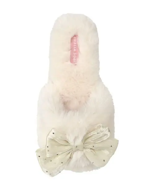 Thalia Sodi Blingbo Faux Fur Bling Bow Slipper - Ivory