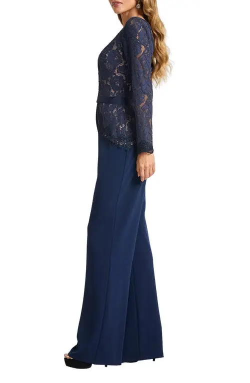 Tadashi Shoji Amaris Plunging Illusion Lace Jumpsuit