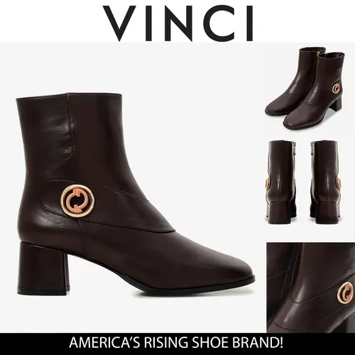 VINCI LEATHER SHOES The Windsor Leather Block Heel Boot