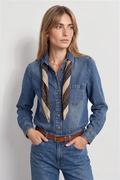 The Shirt By Rochelle Behrens The Rodeo Shirt - Medium Denim