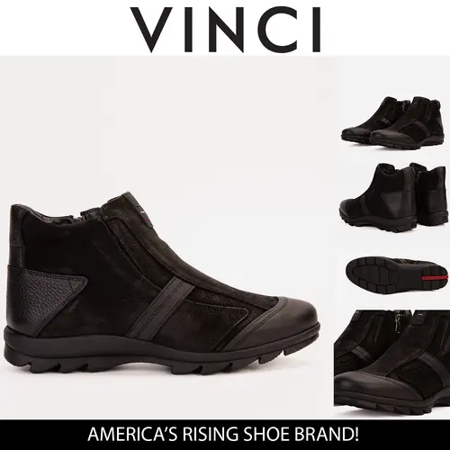 VINCI LEATHER SHOES The Montreal Suede Leather Casual Zip-up Ankle Boot