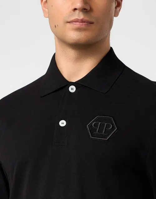 Philipp Plein Polo T-shirt Embroidery Hexagon - Black