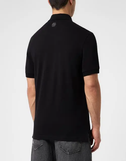 Philipp Plein Polo T-shirt Embroidery Hexagon - Black