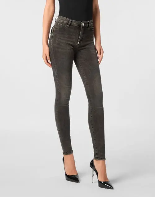 Philipp Plein Denim High Waist Jegging Logo - Rushgrey