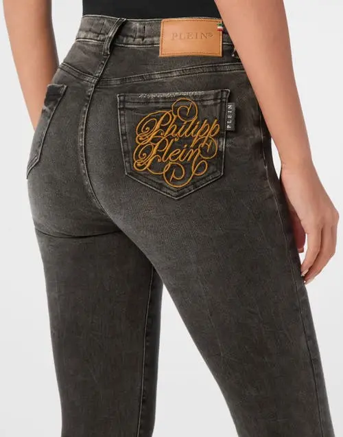 Philipp Plein Denim High Waist Jegging Logo - Rushgrey
