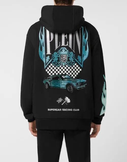 Philipp Plein Hoodie Sweatshirt Ls Strass Flame Racing