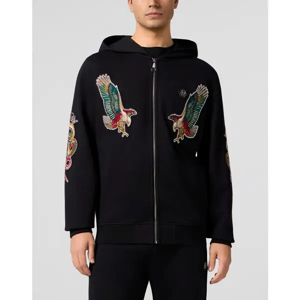 Philipp Plein Zip Hoodie Tattoo Patches