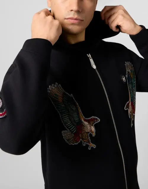 Philipp Plein Zip Hoodie Tattoo Patches