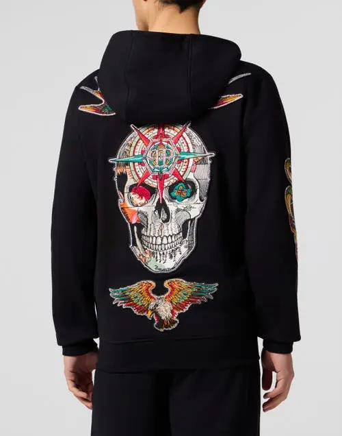 Philipp Plein Zip Hoodie Tattoo Patches