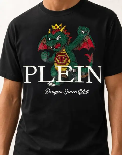 Philipp Plein Round Neck T-shirt Plein Dragon Stones