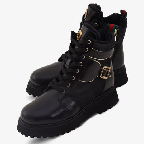 VINCI LEATHER SHOES The Boston Leather Lace-up Ankle Boot With A Side Zipper