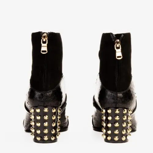 VINCI LEATHER SHOES The Valentina Leather Block Heel Boot