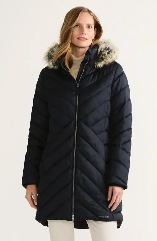 LANDS' END Insulated Cozy Fleece Lined Primaloft Coat - Black