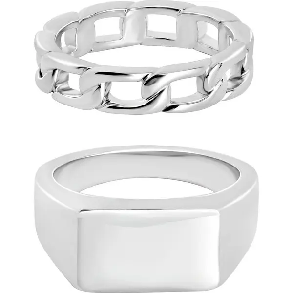 Lucky Brand Tone Ring Set Of 2 - Silver