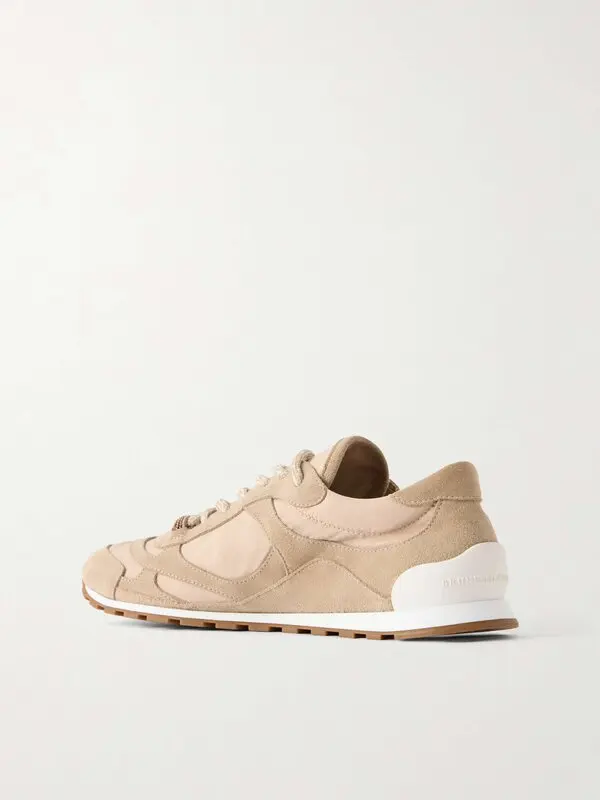 Brunello Cucinelli Paneled Suede And Shell Sneakers