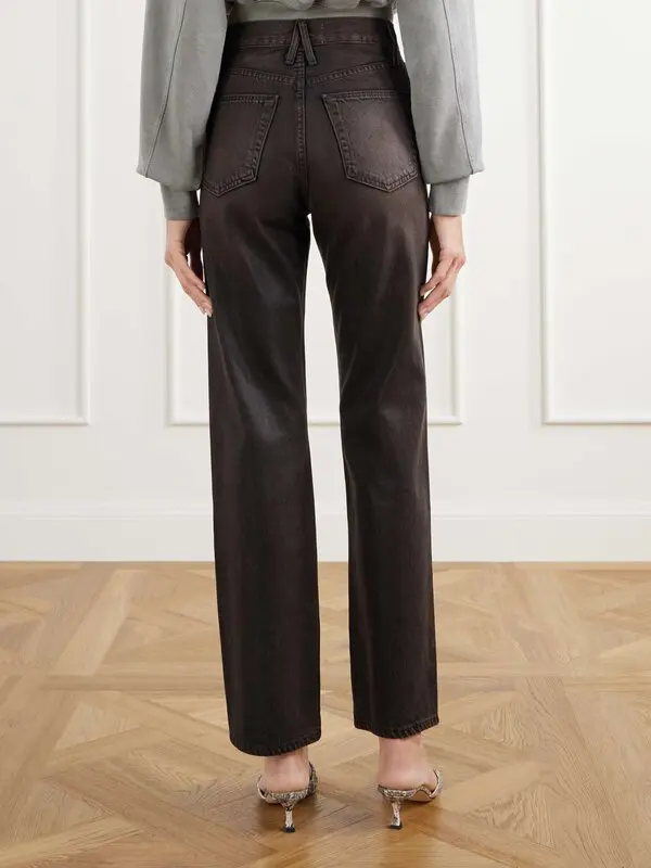 SLVRLAKE London Waxed High-rise Straight-leg Jeans