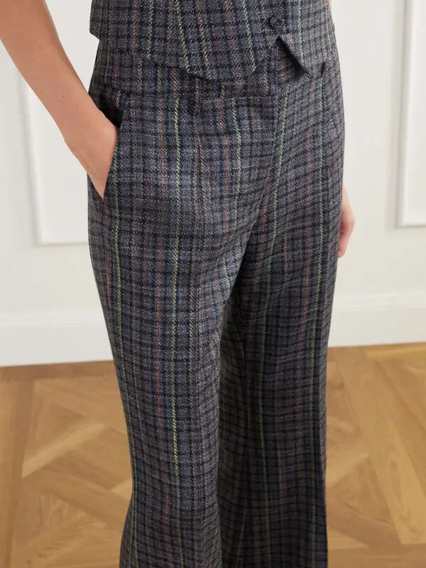 Gabriela Hearst Rhein Houndstooth Wool And Silk-blend Twill Flared Pants