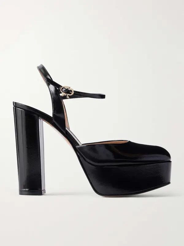GIANVITO ROSSI 85 Patent Leather Platform Pumps