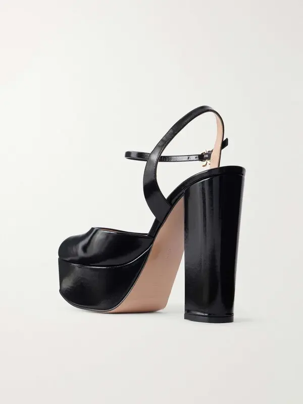 GIANVITO ROSSI 85 Patent Leather Platform Pumps