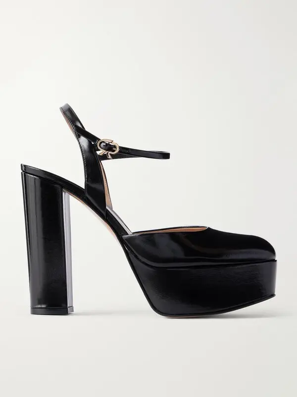 GIANVITO ROSSI 85 Patent Leather Platform Pumps - Black
