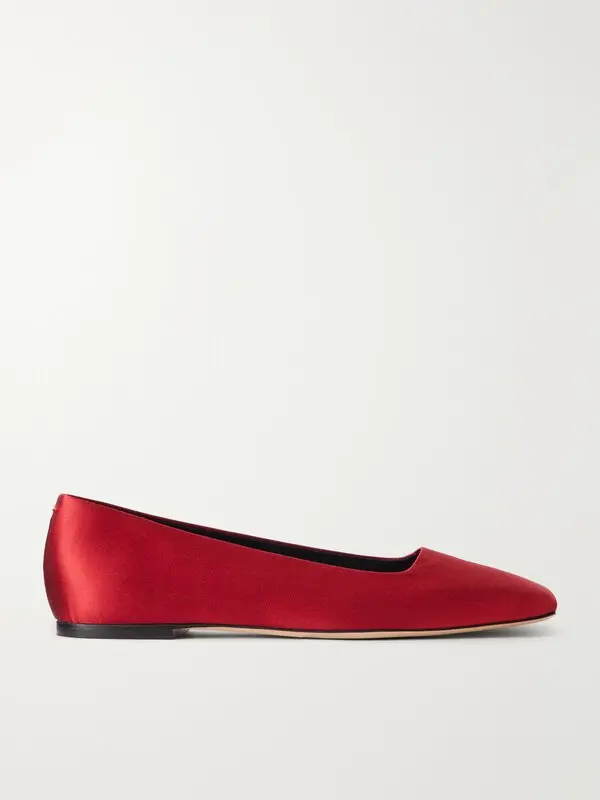 AeydĒ Satin Ballet Flats - Red