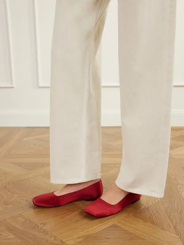 AeydĒ Satin Ballet Flats - Red