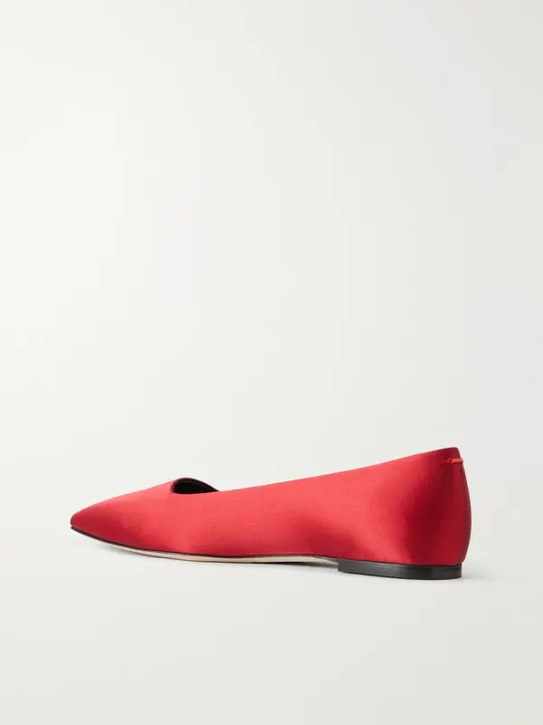AeydĒ Satin Ballet Flats - Red