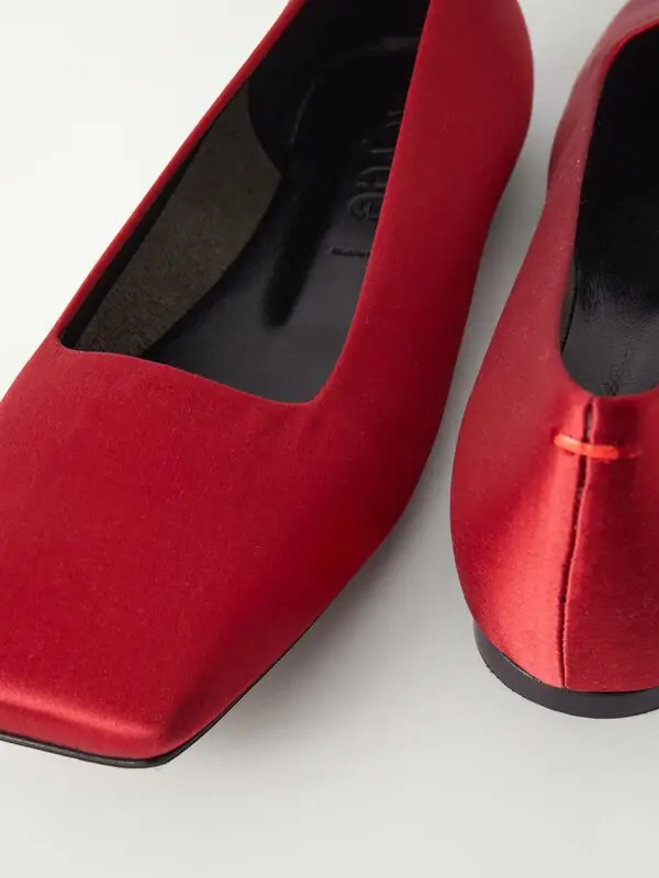 AeydĒ Satin Ballet Flats - Red