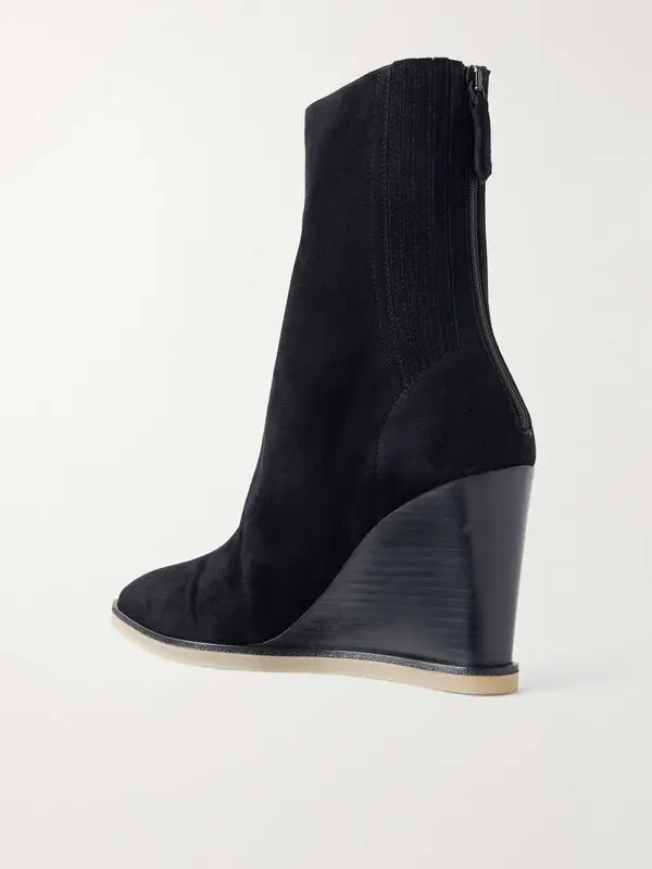 AQUAZZURA Saint Honoré 85 Suede Wedge Ankle Boots