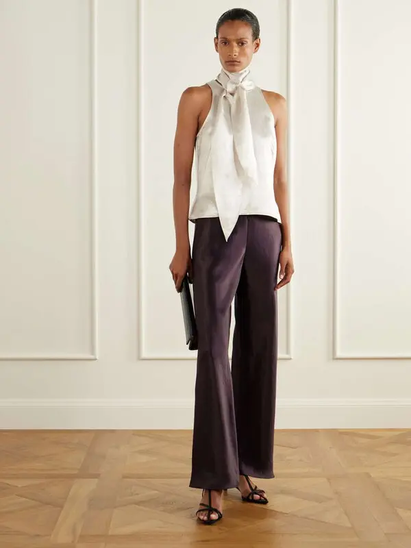 Maria Mcmanus Scarf-detailed Satin Top - Ivory