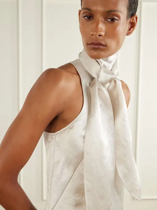 Maria Mcmanus Scarf-detailed Satin Top - Ivory