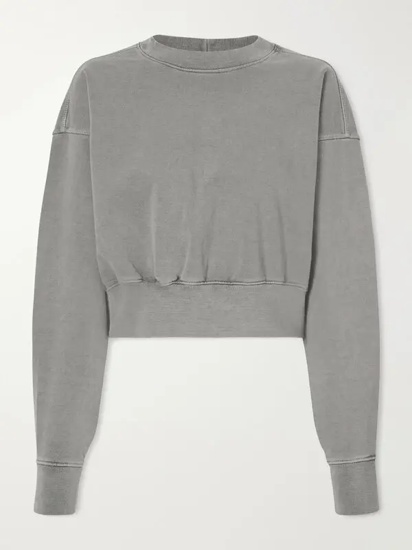 SLVRLAKE Cropped Cotton-jersey Sweatshirt - Gray