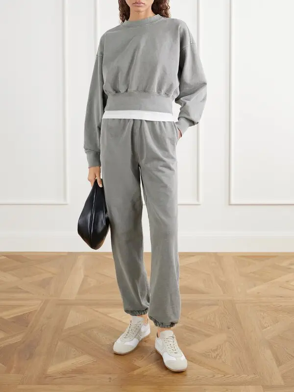 SLVRLAKE Cropped Cotton-jersey Sweatshirt - Gray