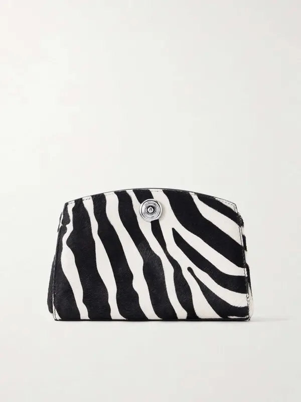 LIFFNER Minimal Pushlock Zebra-print Calf-hair Clutch