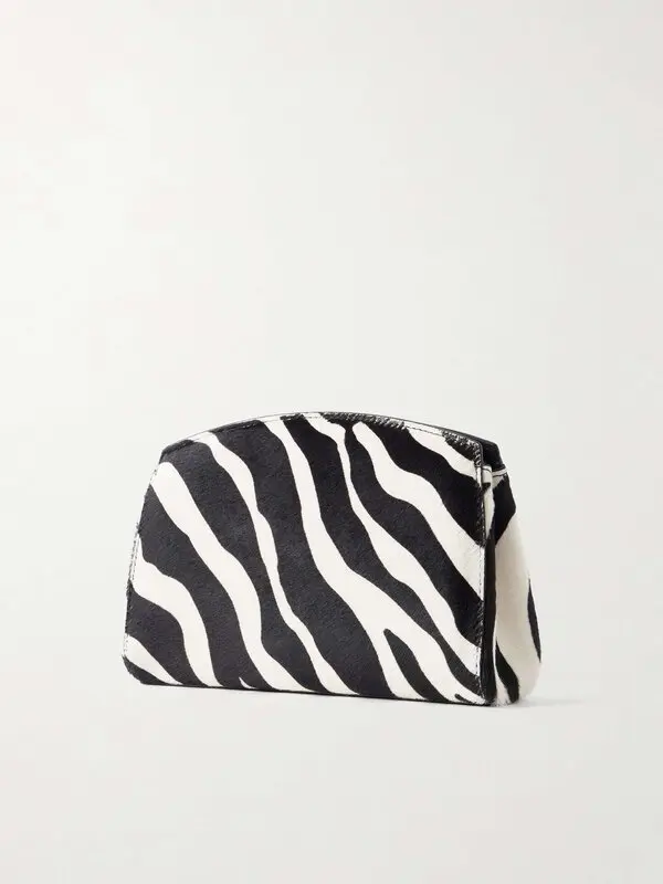 LIFFNER Minimal Pushlock Zebra-print Calf-hair Clutch