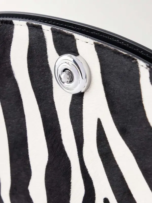 LIFFNER Minimal Pushlock Zebra-print Calf-hair Clutch
