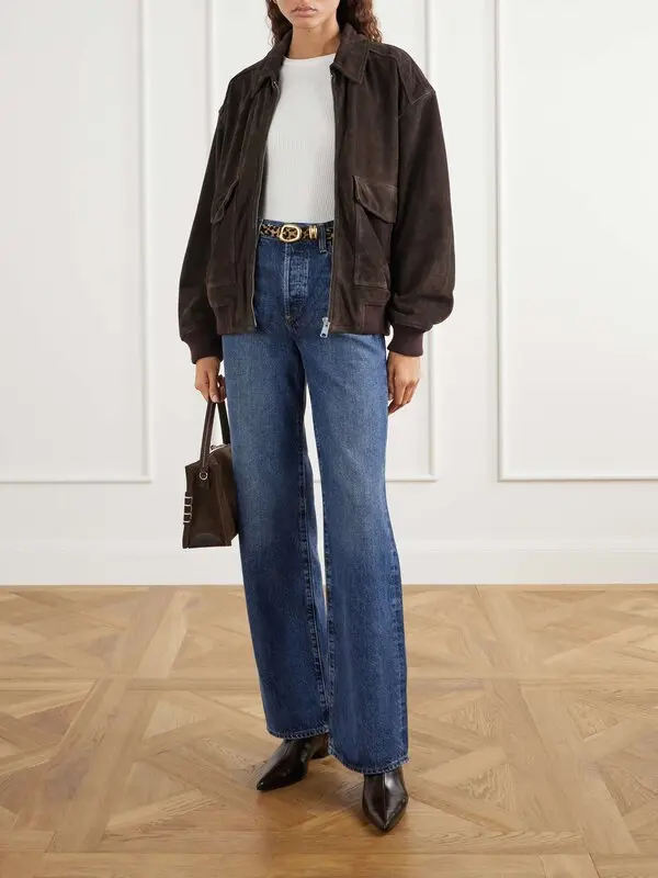 Citizens Of Humanity Vivienne Rib-trimmed Suede Jacket