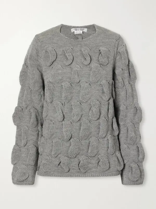 Comme Des Garçons Cable-knit Wool Sweater - Gray