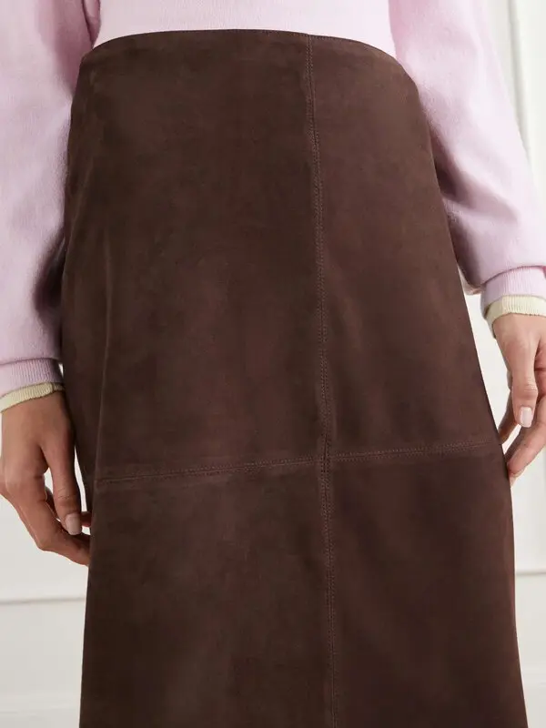LA LIGNE Vega Paneled Suede Midi Skirt