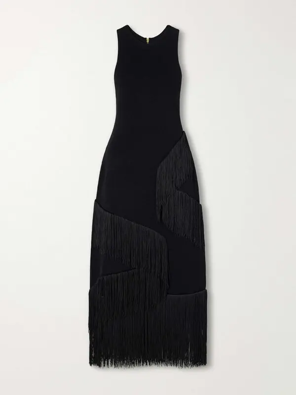 Aje Align Fringe-trimmed Knitted Maxi Dress