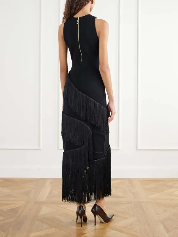 Aje Align Fringe-trimmed Knitted Maxi Dress