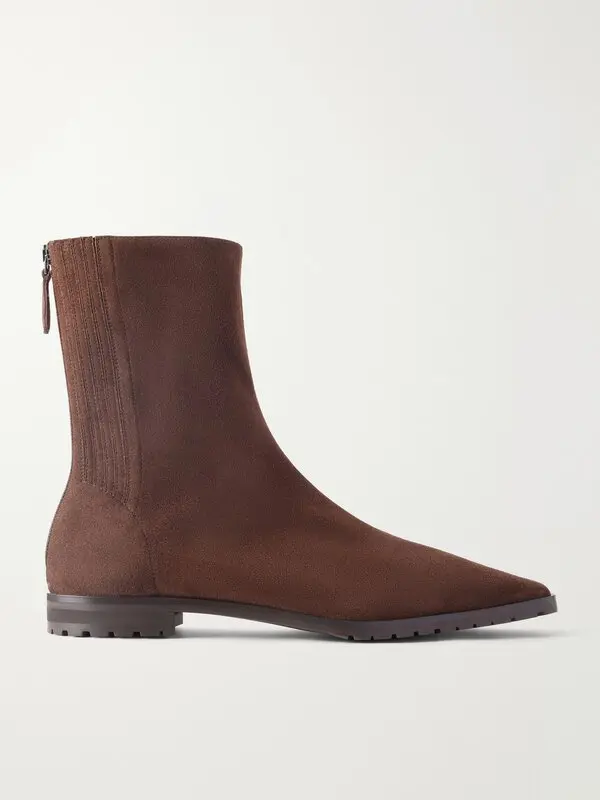 AQUAZZURA Saint Honoré Bootie Suede Ankle Boots - Chocolate