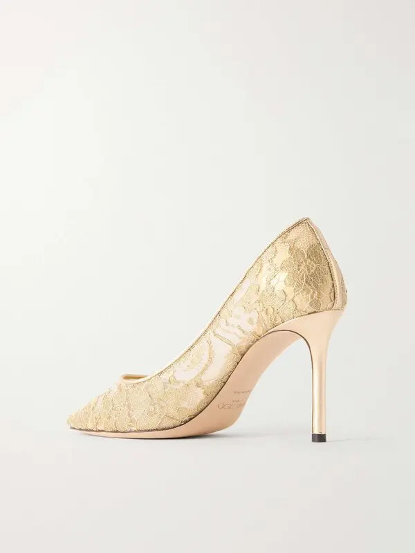 JIMMY CHOO Romy 85 Leather-trimmed Lace Pumps