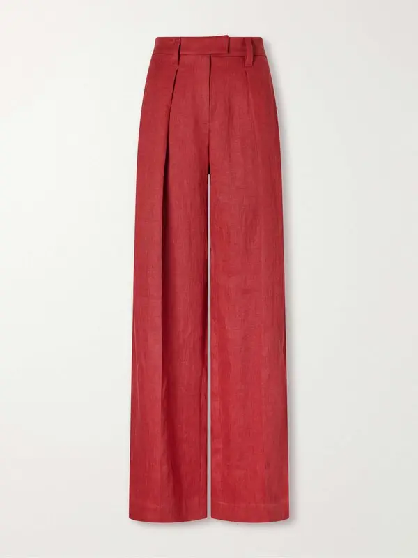 Brunello Cucinelli Pleated Linen-canvas Straight-leg Pants